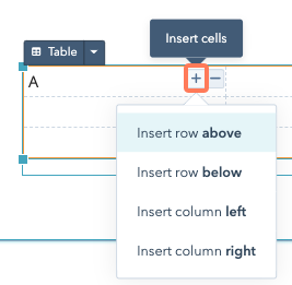 Insert a table in a rich text module