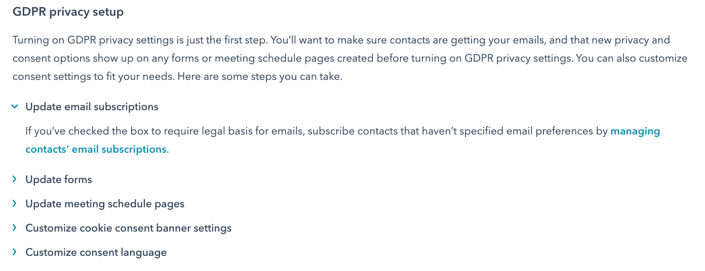 Turn on GDPR privacy settings in your HubSpot account