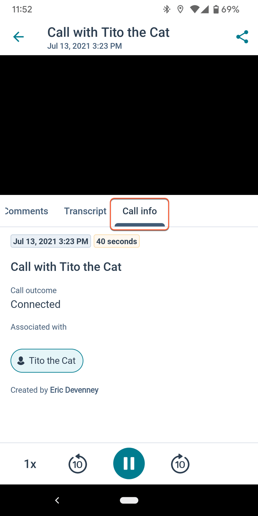 Review recordings on the HubSpot mobile app