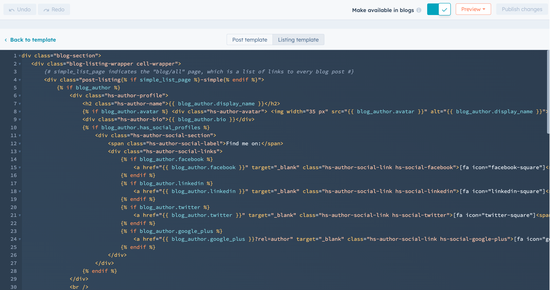 Edit blog listing pages