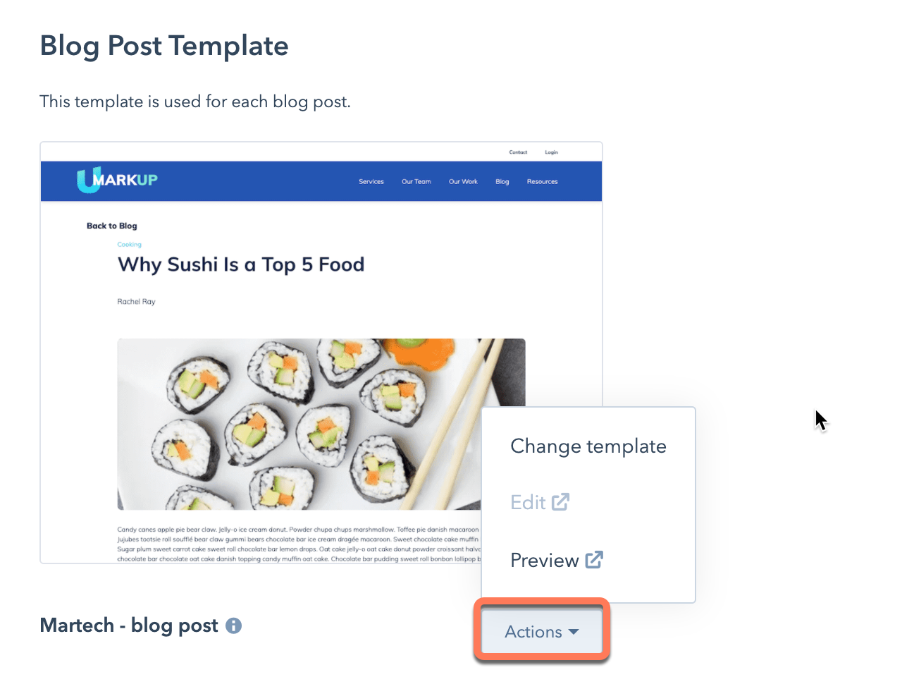 Manage your blog template and settings