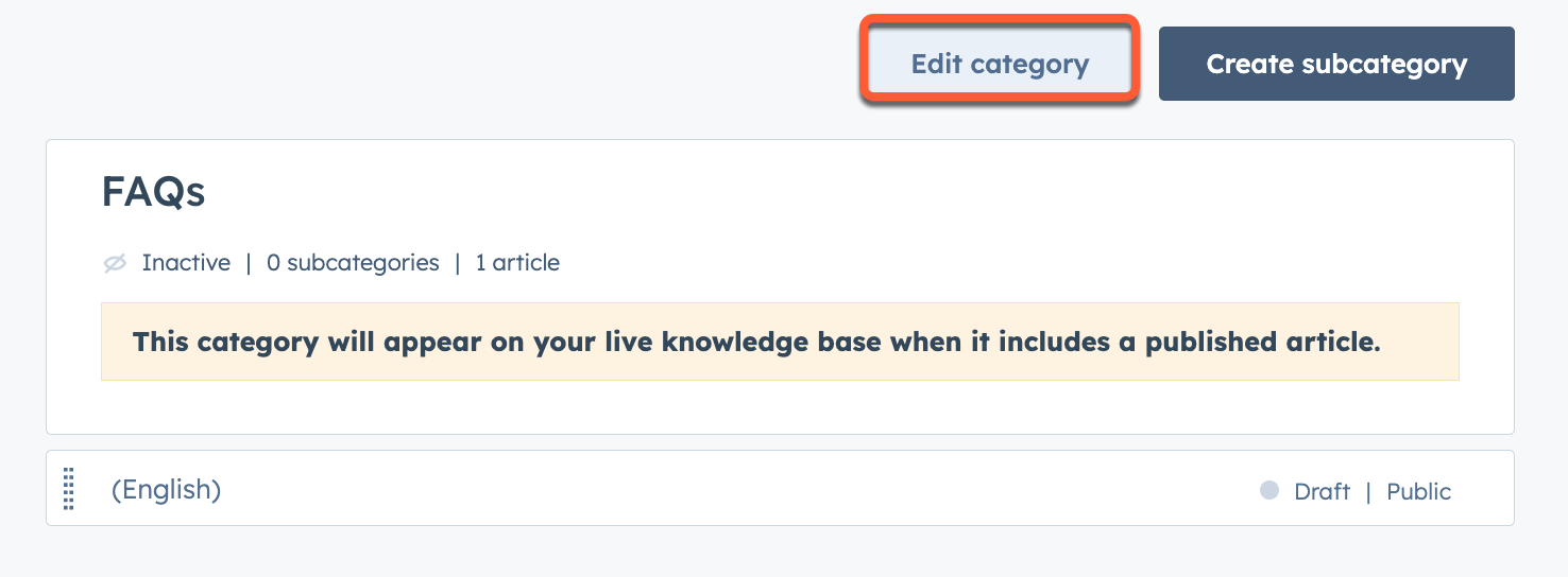 Manage knowledge base categories, subcategories, and tags