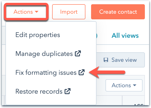 Manage contact property formatting issues