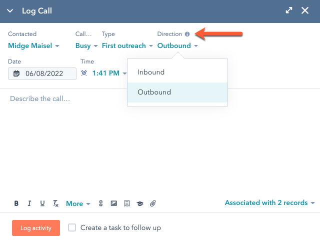 Create or log activities on a record