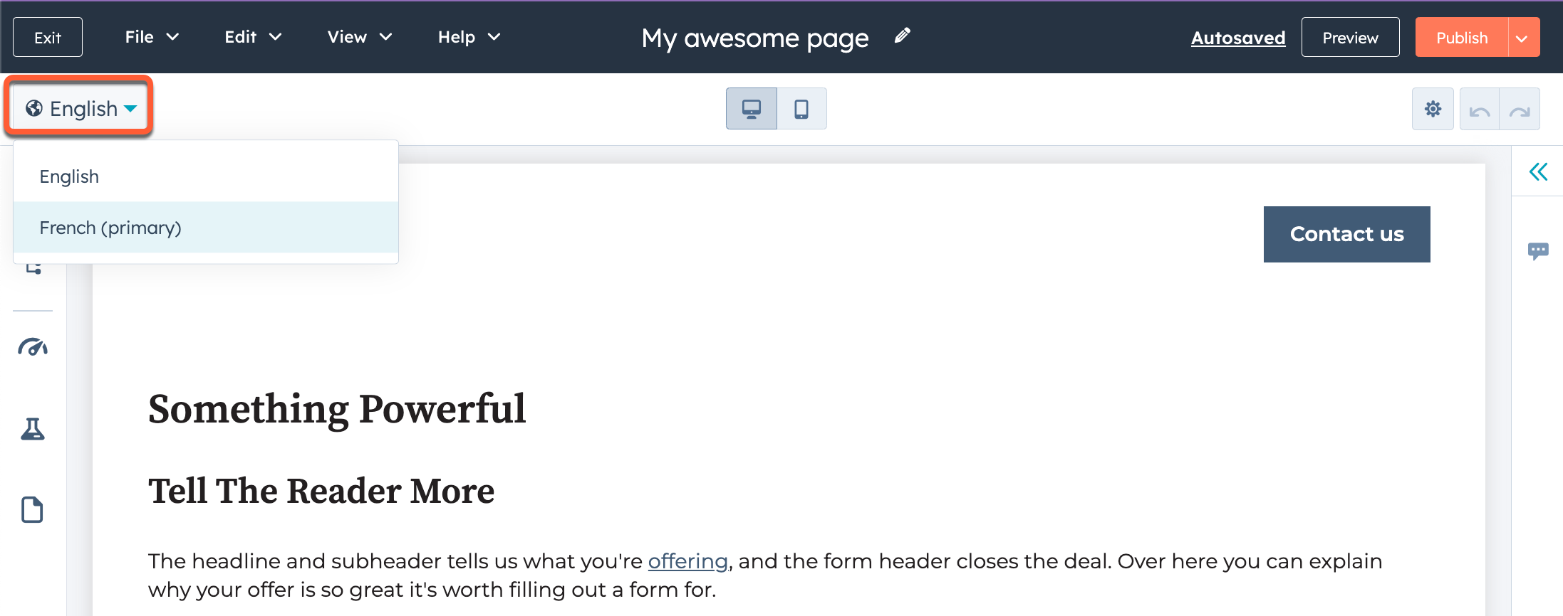Create pages in multiple languages
