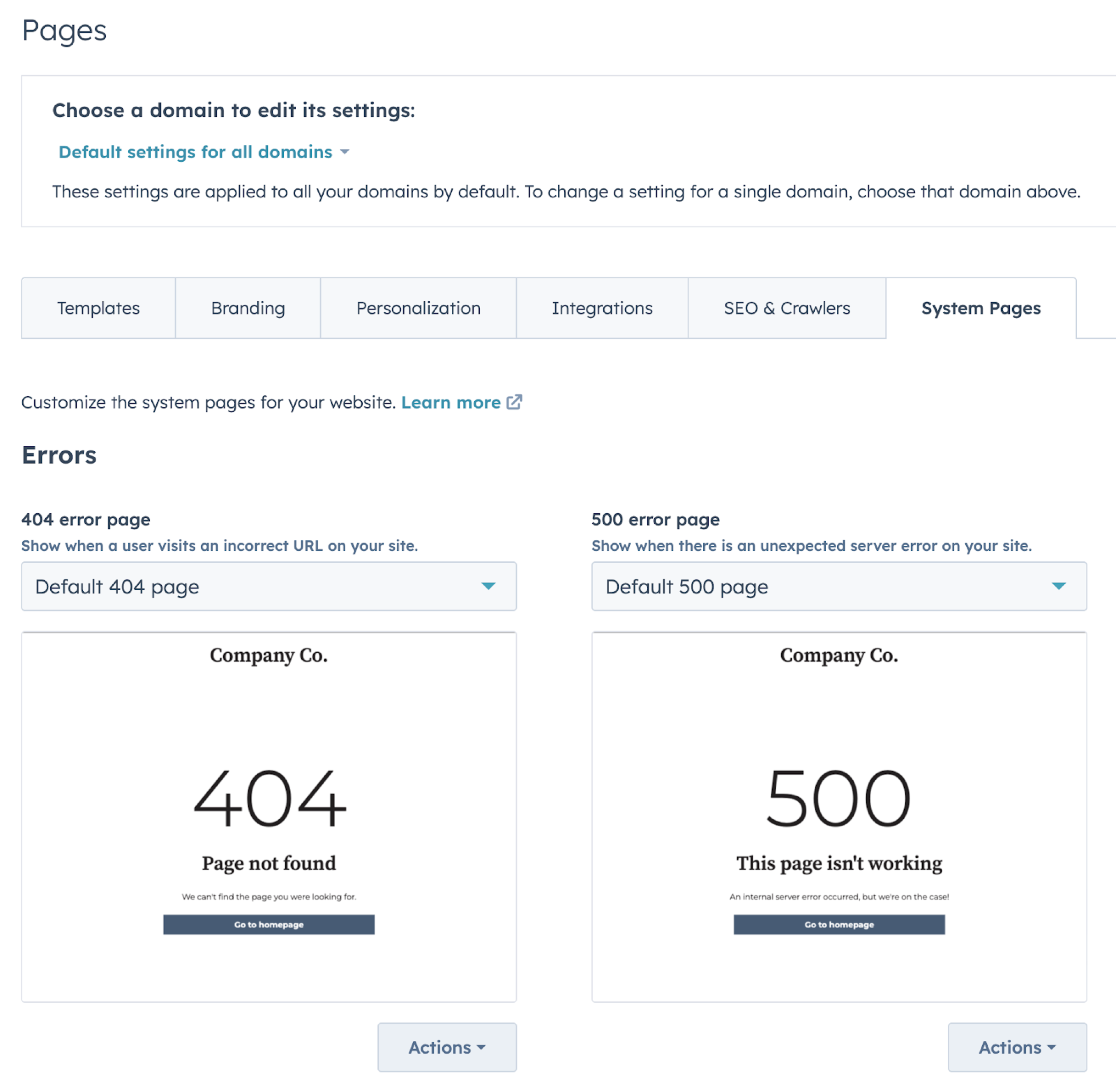 Use system templates to customize error, subscription, and password ...
