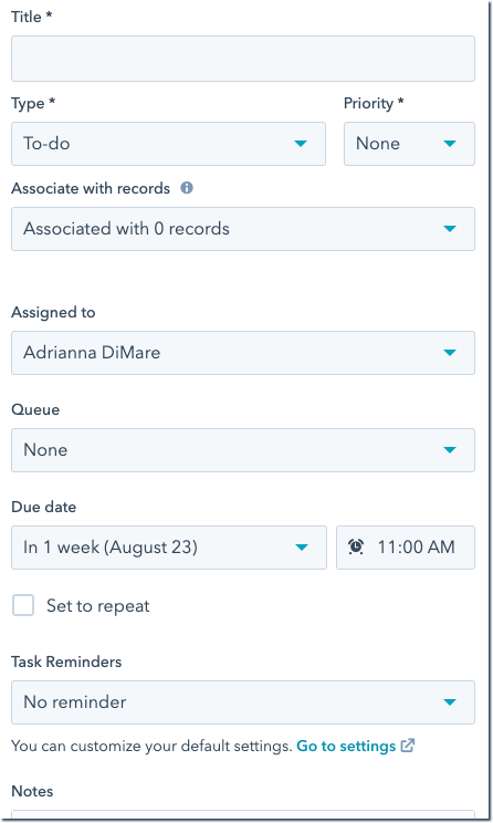 Create tasks