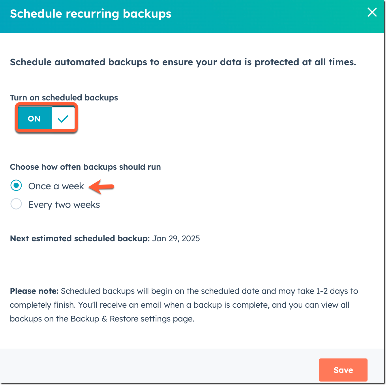 Back up or restore CRM data