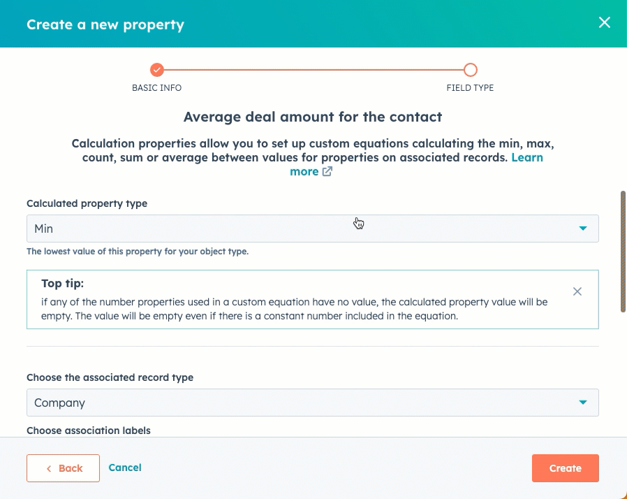 Create calculation properties