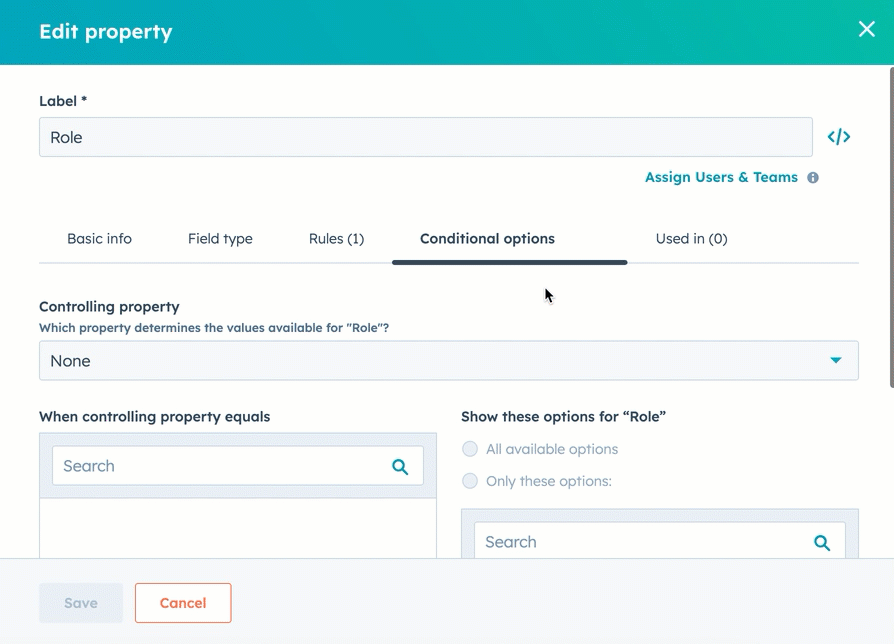 Set Up Conditional Options For Properties 
