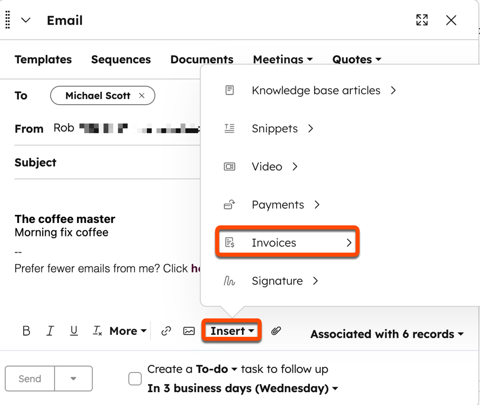 Manage invoices