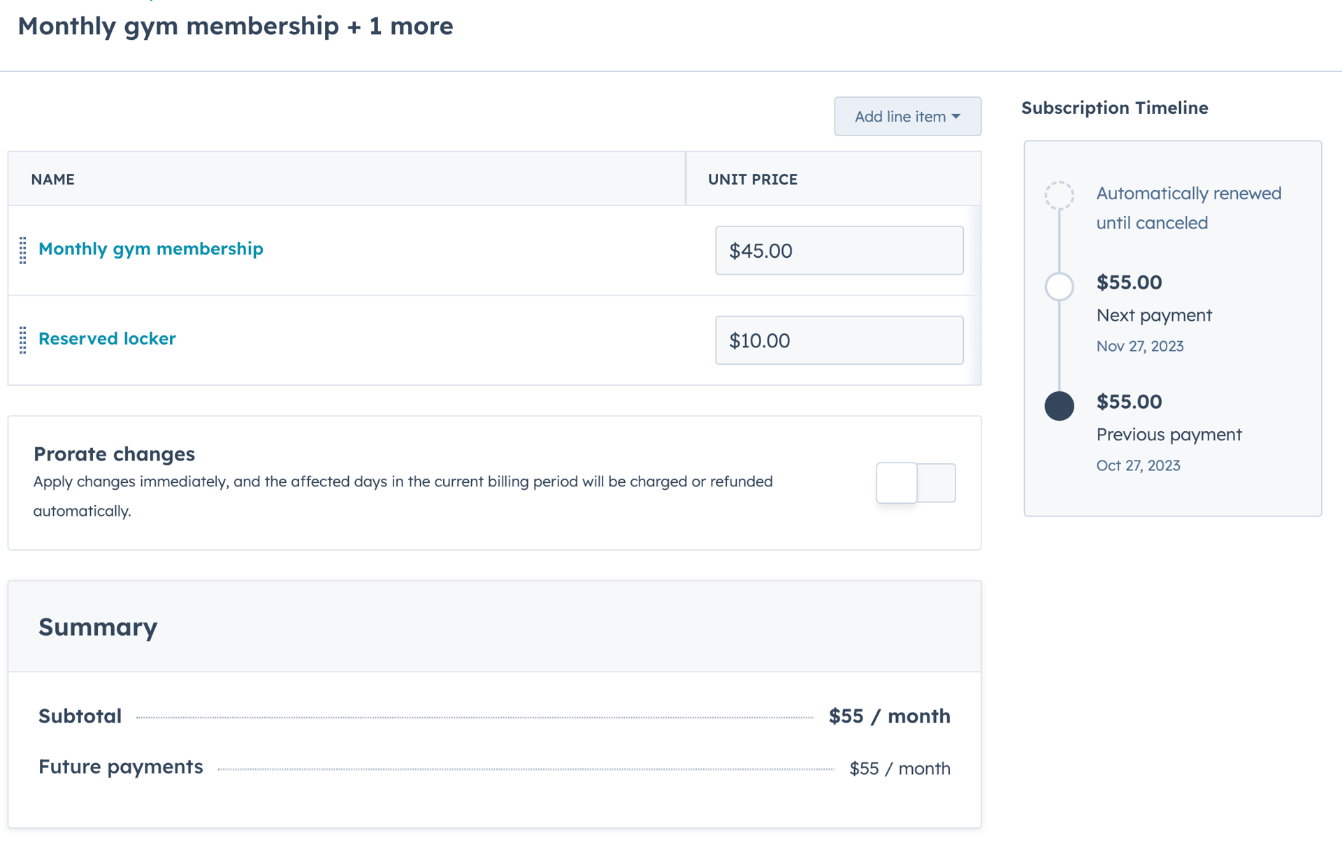 Edit subscriptions billed in HubSpot