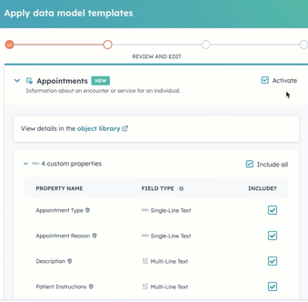 Define your data model with templates