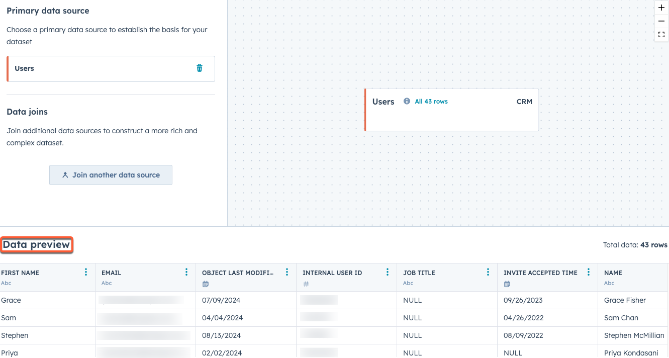 Use data join in datasets