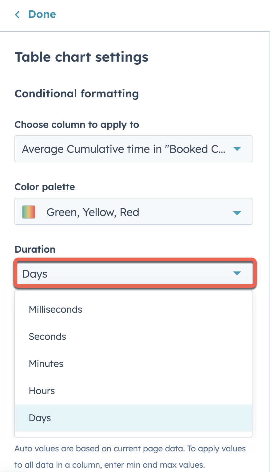 Add conditional formatting to tables in reporting
