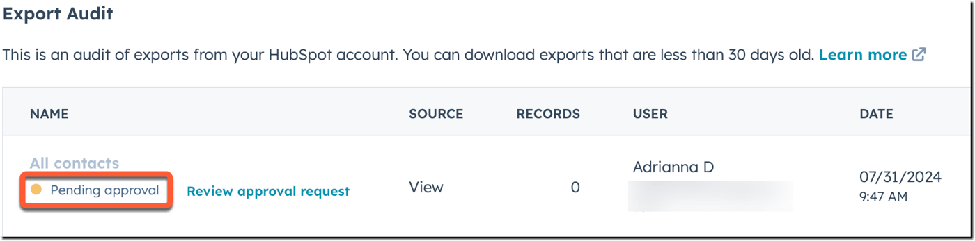 Require approvals for exports (BETA)