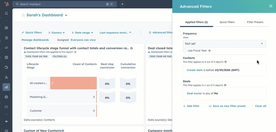 Use dashboard filters