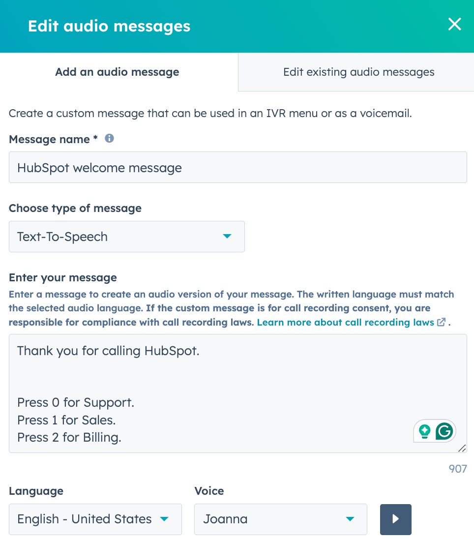 Set up interactive voice response