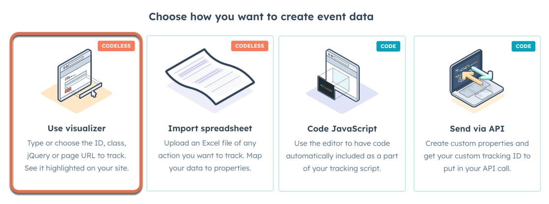 Create custom events codelessly with the event visualizer