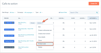 Embed calls-to-action (CTA) on your external site