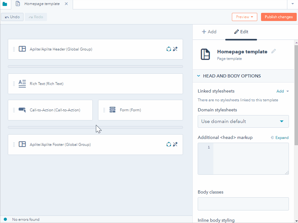 Structure and customize template layouts