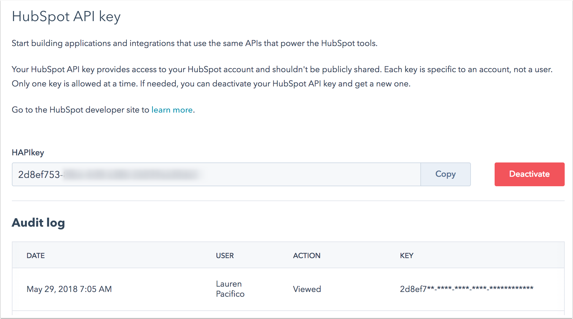 Access your HubSpot API key Access your HubSpot API key