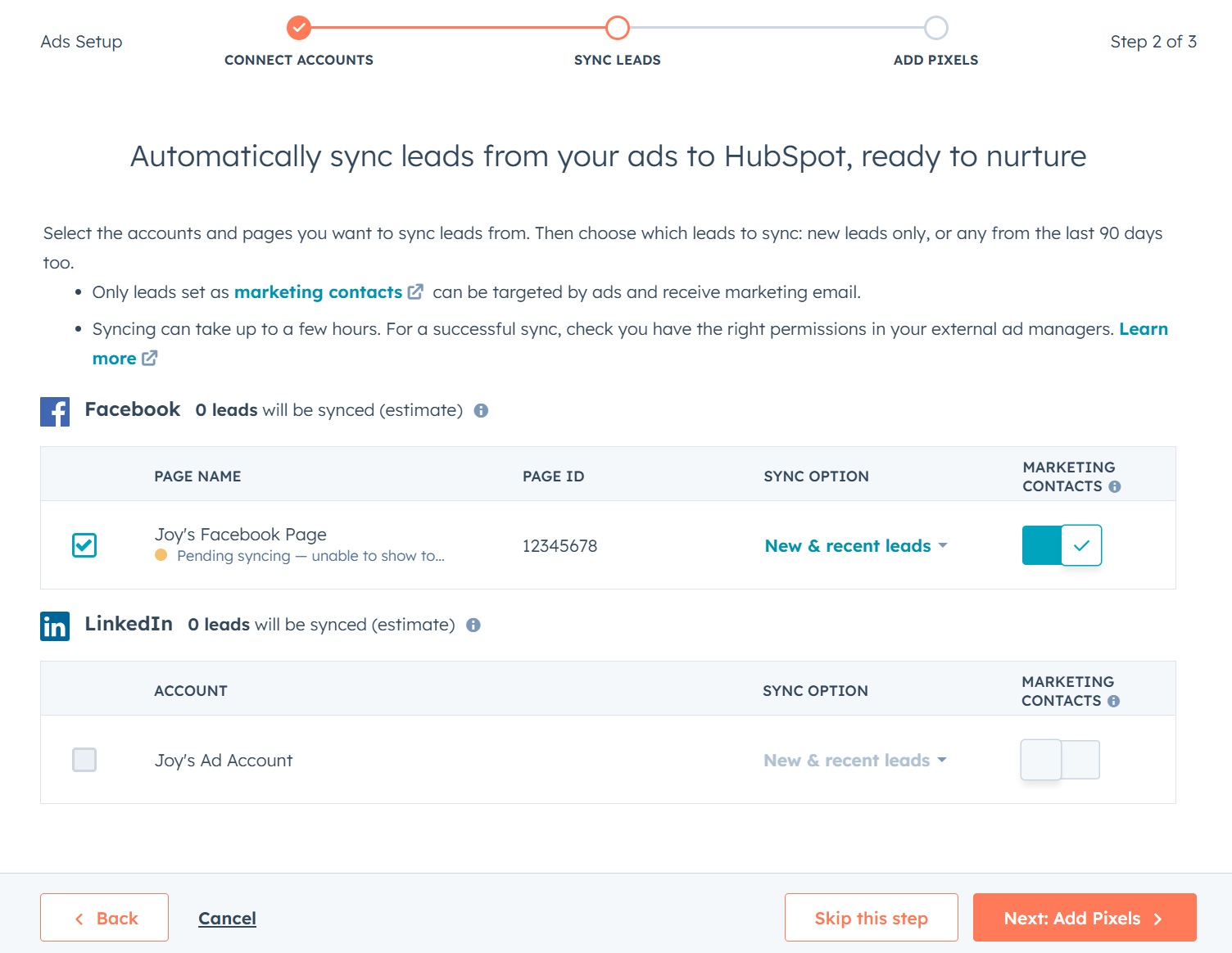 Connect and set up your ad accounts in HubSpot