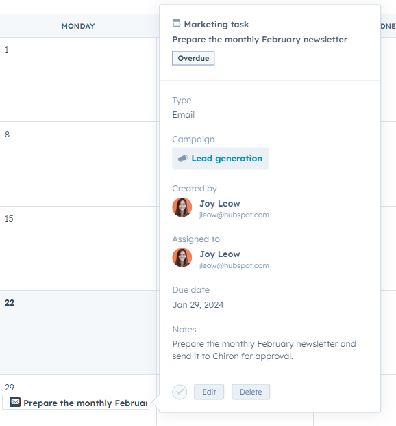 Create And Assign Marketing Tasks In The Campaigns Tool