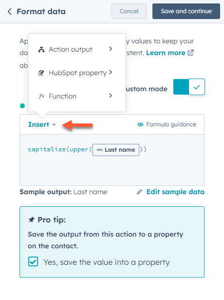 Format your data with workflows